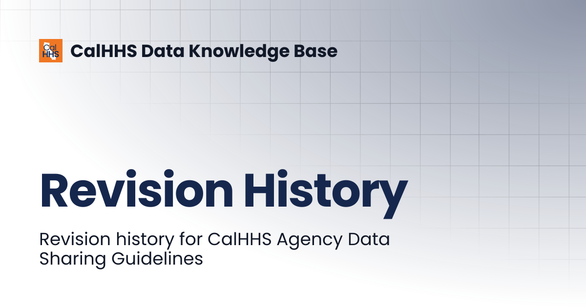 Revision History | CalHHS Data Knowledge Base